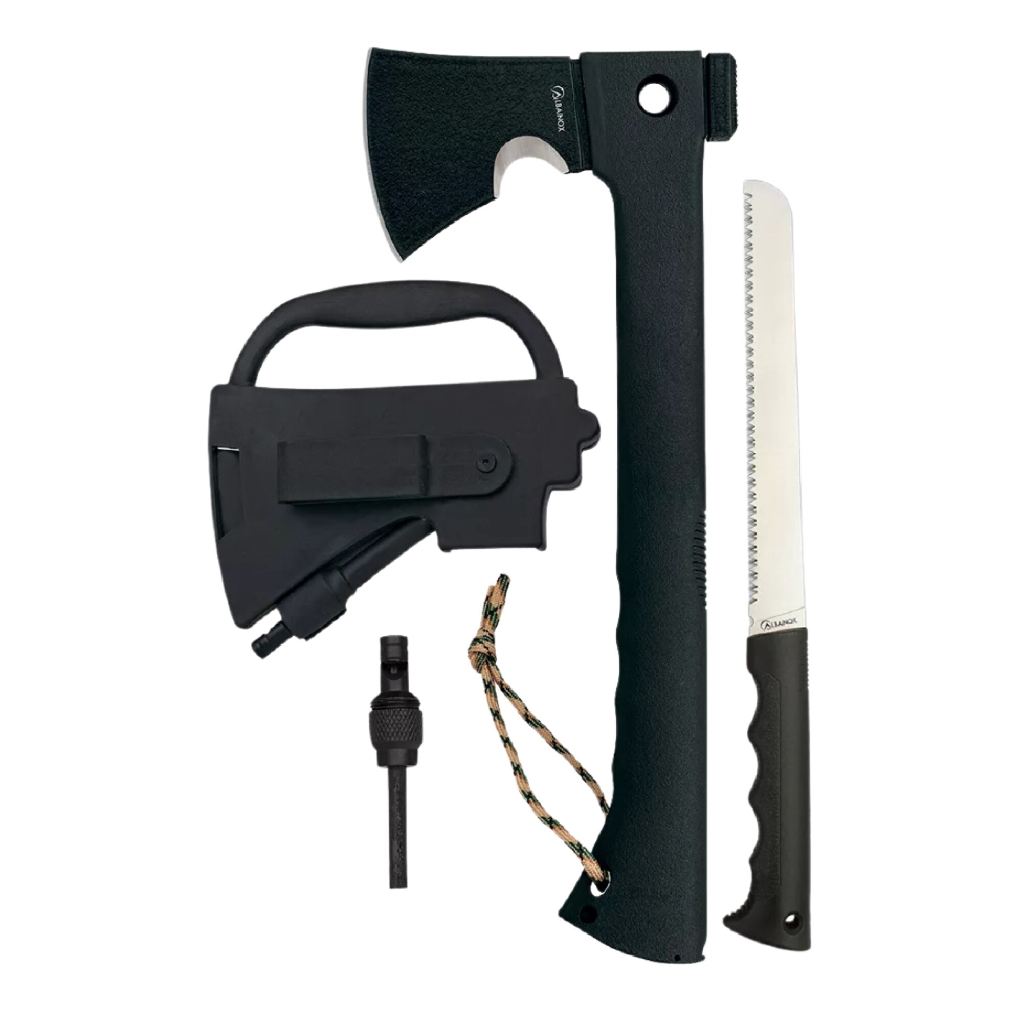 Hacha de supervivencia con pedernal y sierra — Aventureros