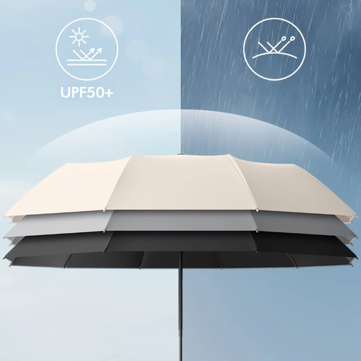 Paraguas plegable con mango clip redondo - Negro — Mis Petates