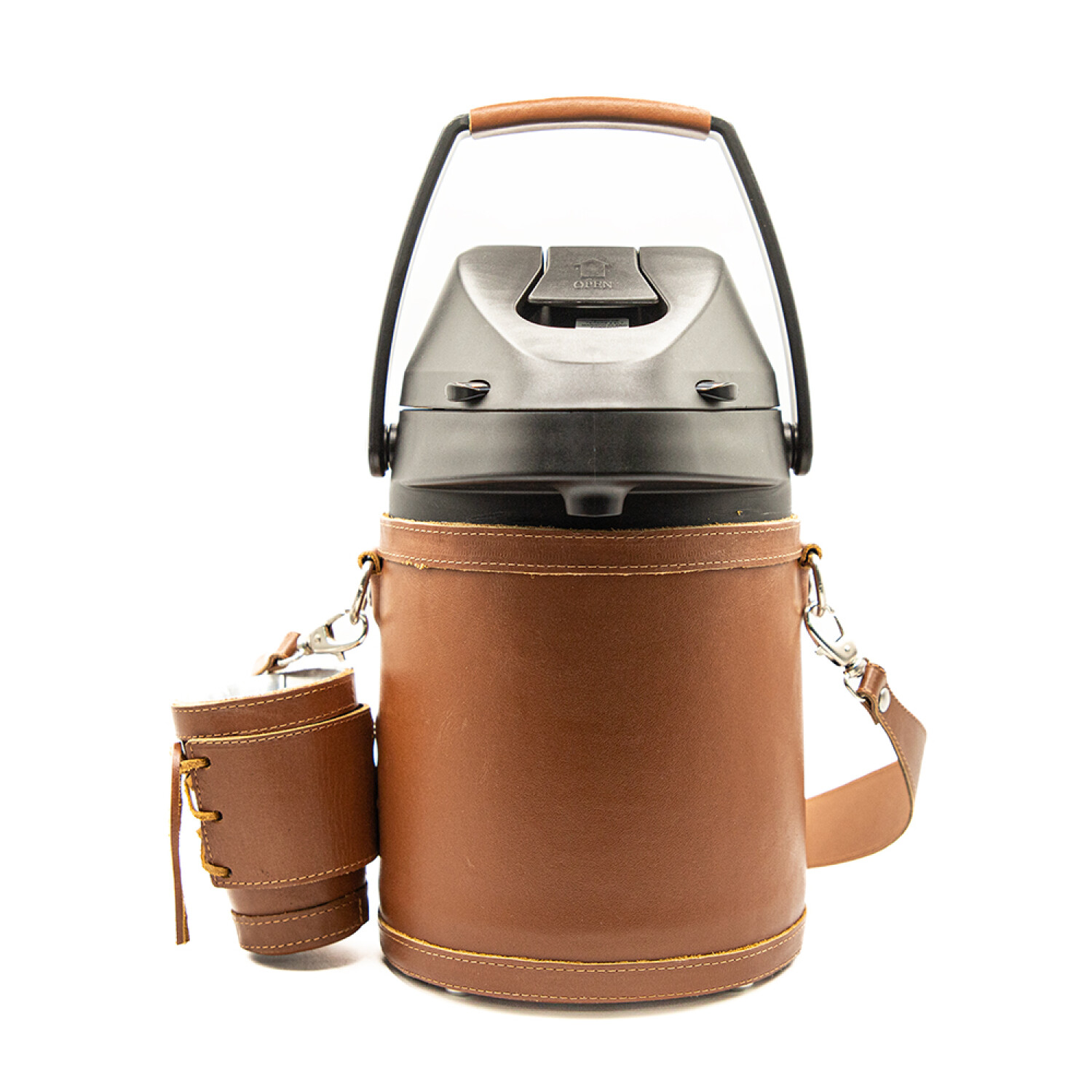TERMO FORRADO EN CUERO CLASICO - MARRON CLARO — Mate Charrúa
