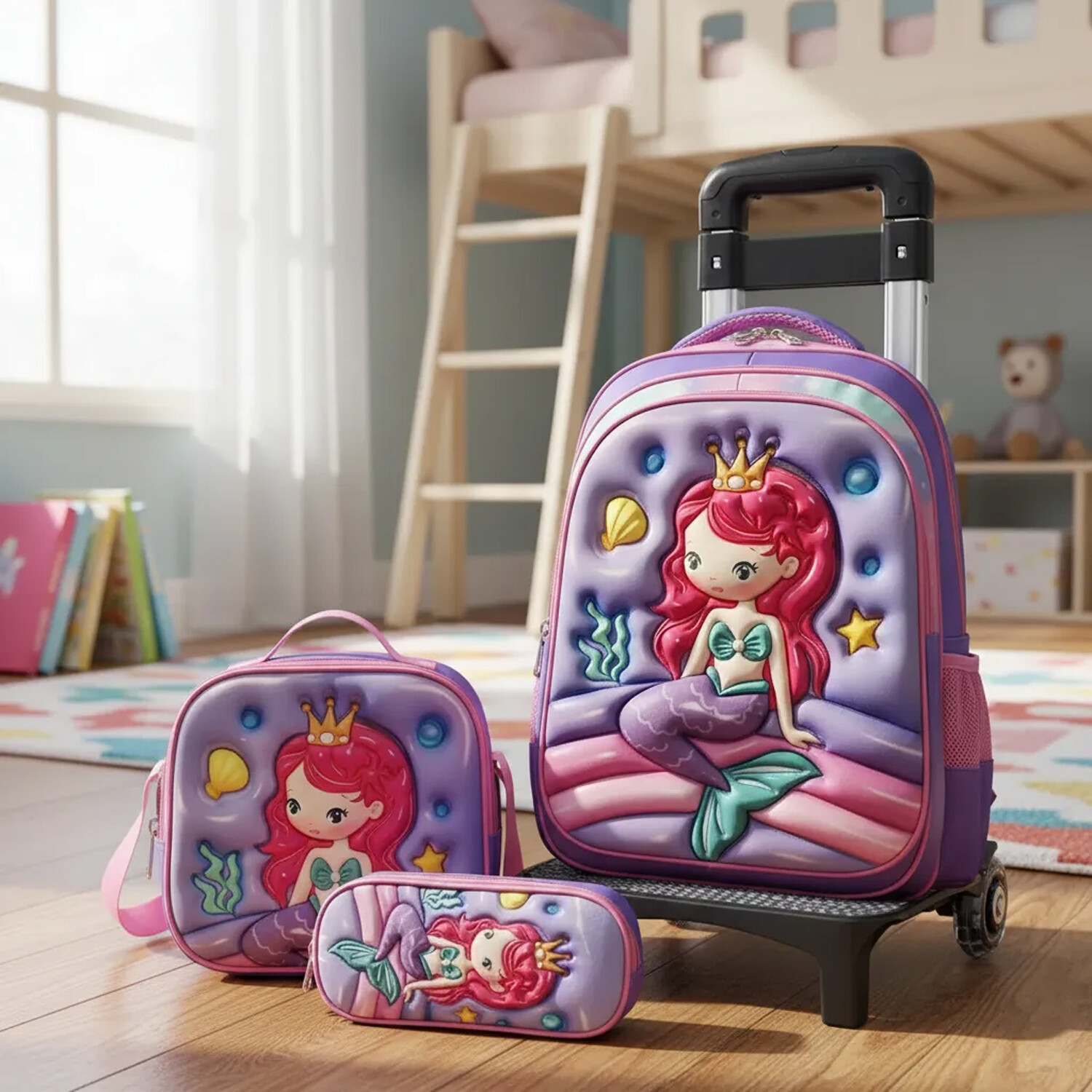 Set Escolar Mochila 3 Pzas + Soporte Regulable de Aluminio - Lila — HTS