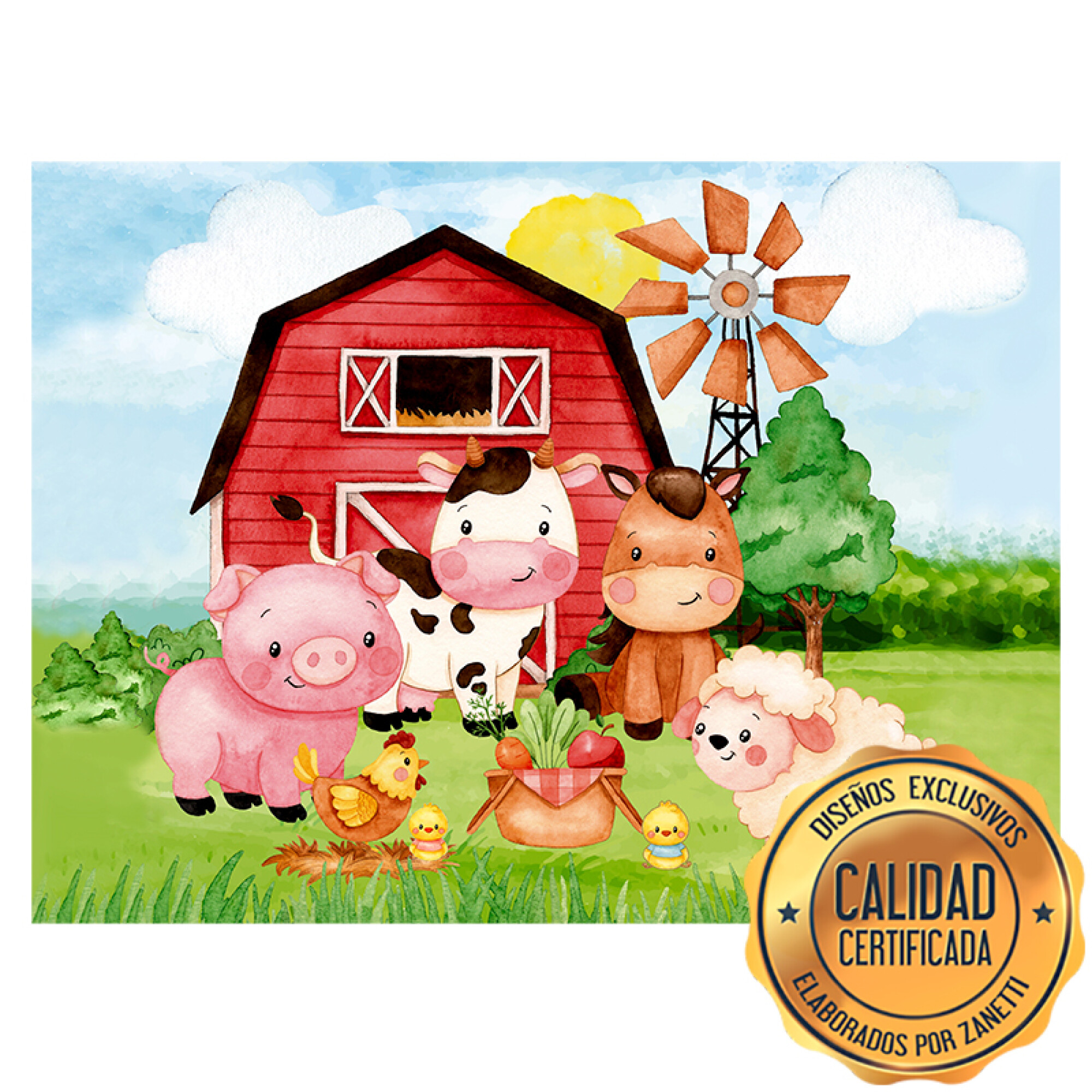 Lámina Animales de la Granja - Molino Rect. — Zanetti