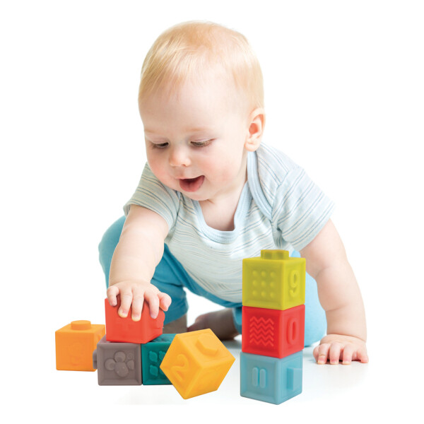 Cubos Infantiles Apilables Encastrables Ludi Silicona Bebé — Atrix