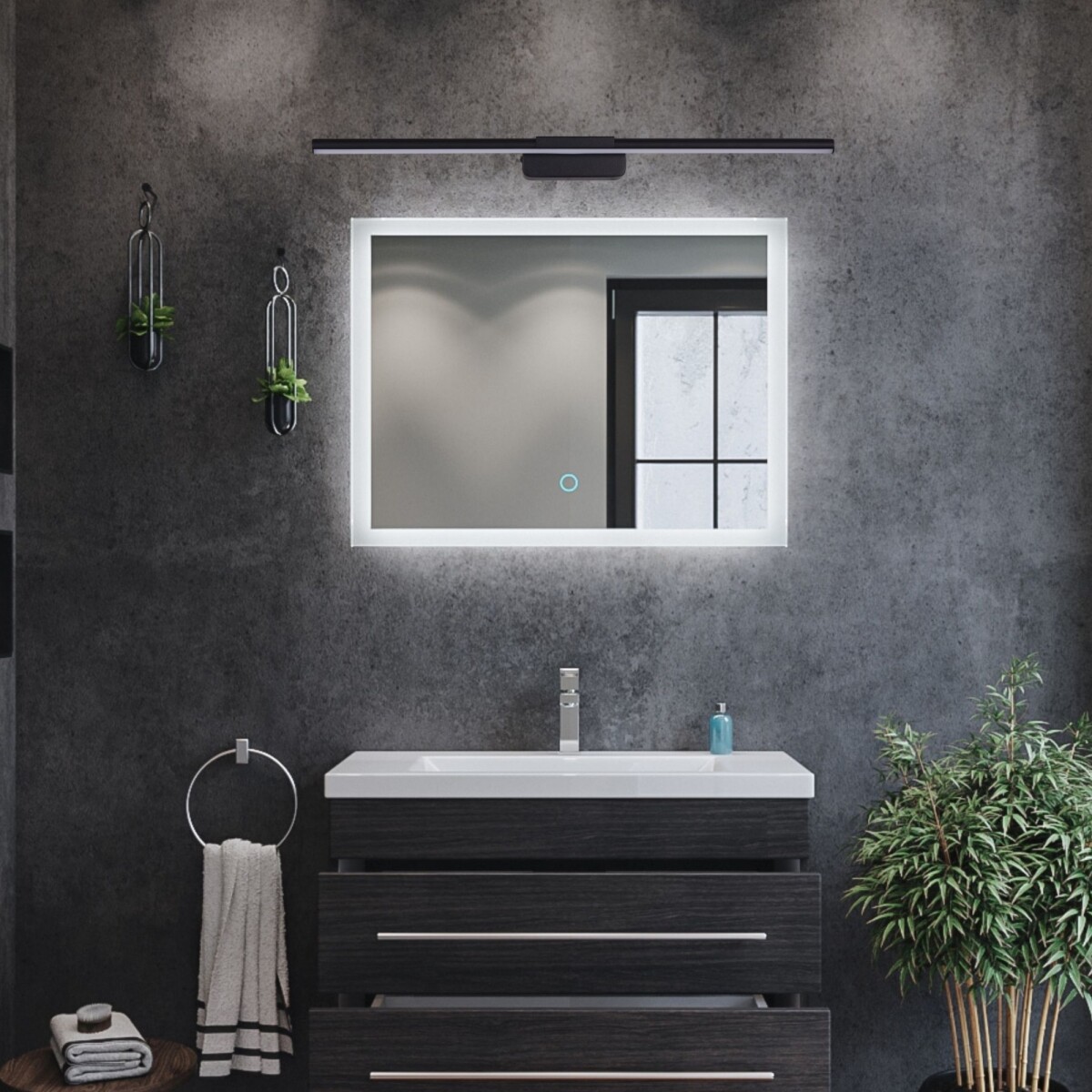 Luminaria Barra de led lineal 90cm negra 16w — Iluminica Home