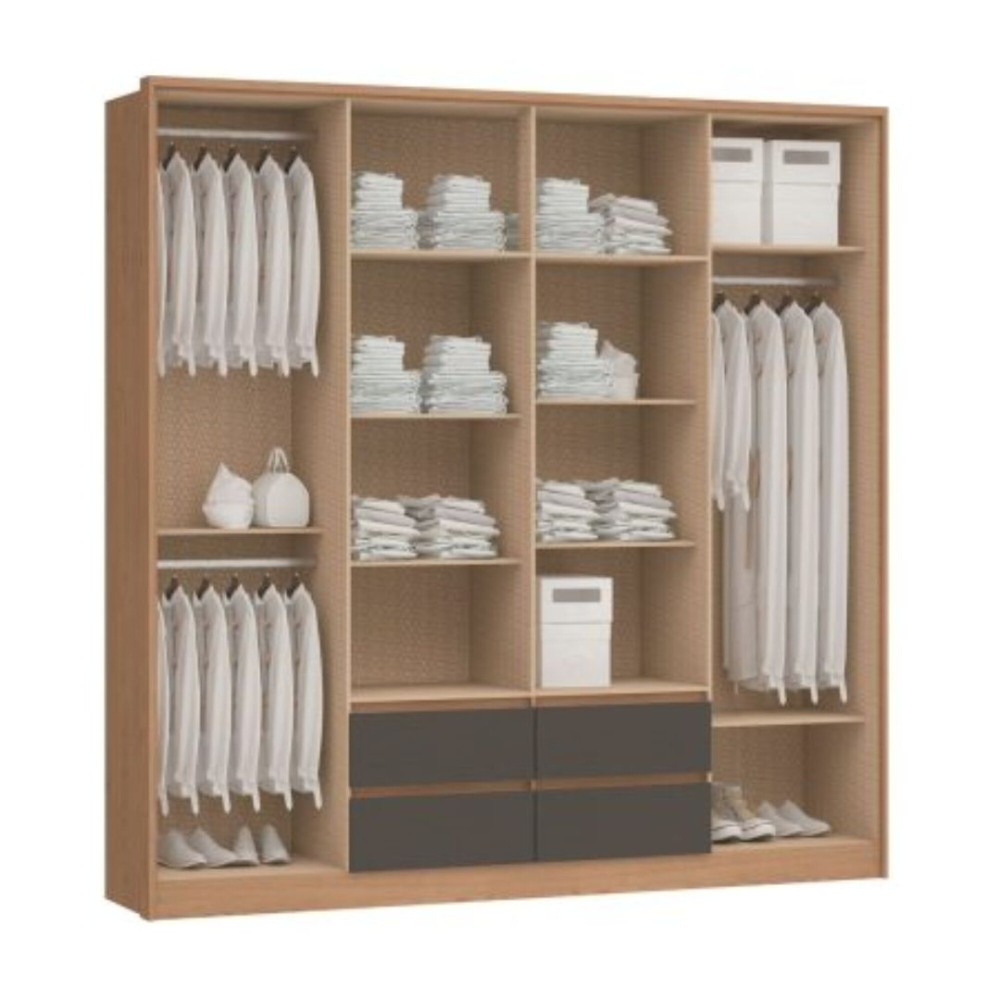 Ropero Astor 4 Puertas 4 Cajones Ang/Titanio — Brillante