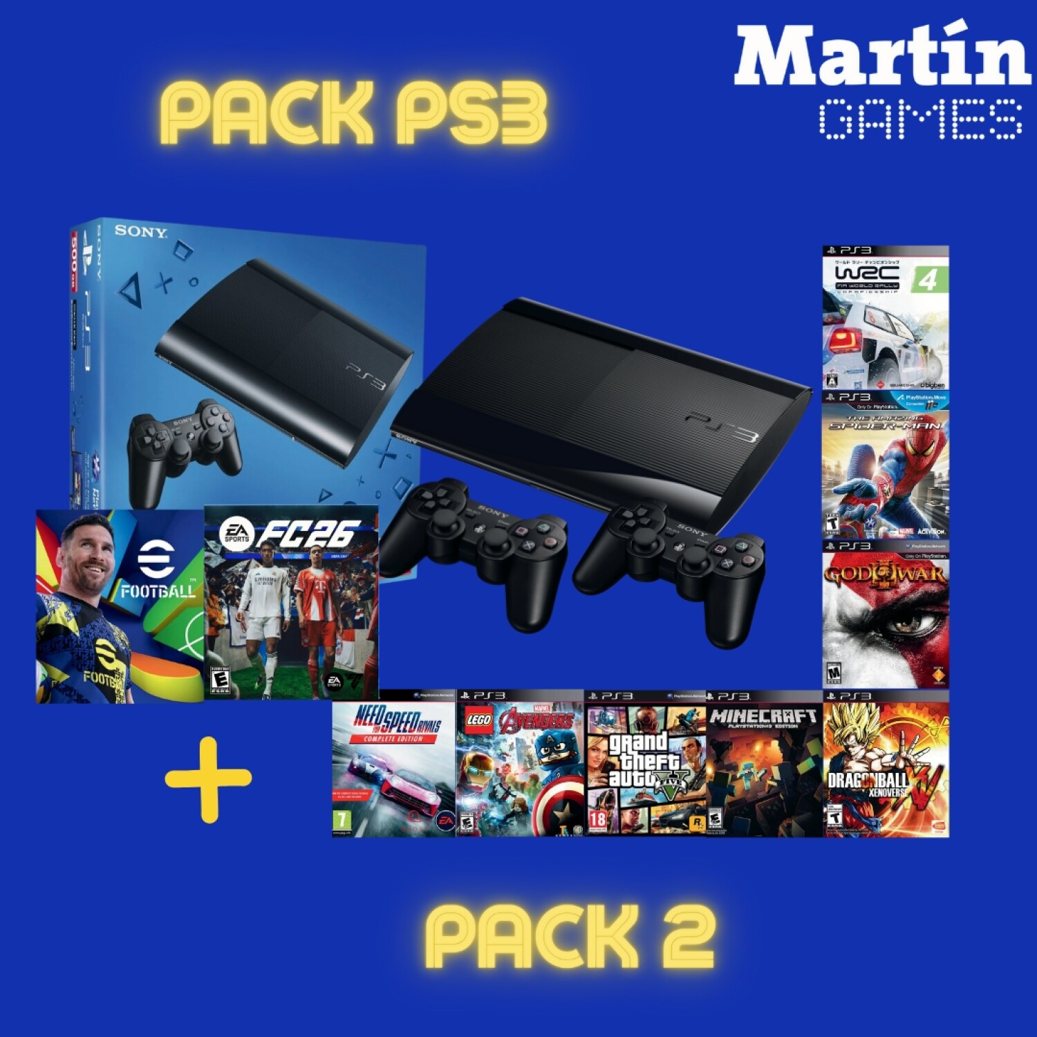 CONSOLA Playstation 3 PS3 RECERT + PACK 10 JUEGOS FC26 MOD — Martín Games