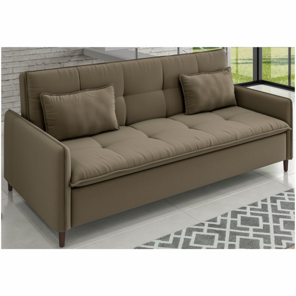 Sofá Cama Lima 2 Plazas 3 Cuerpos - Marrón — Dormire