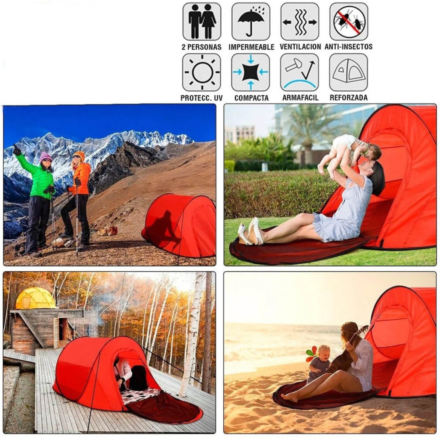 Carpa Autoarmable Camping Armafácil C/mosquitero Y Uv — El Rey del ...