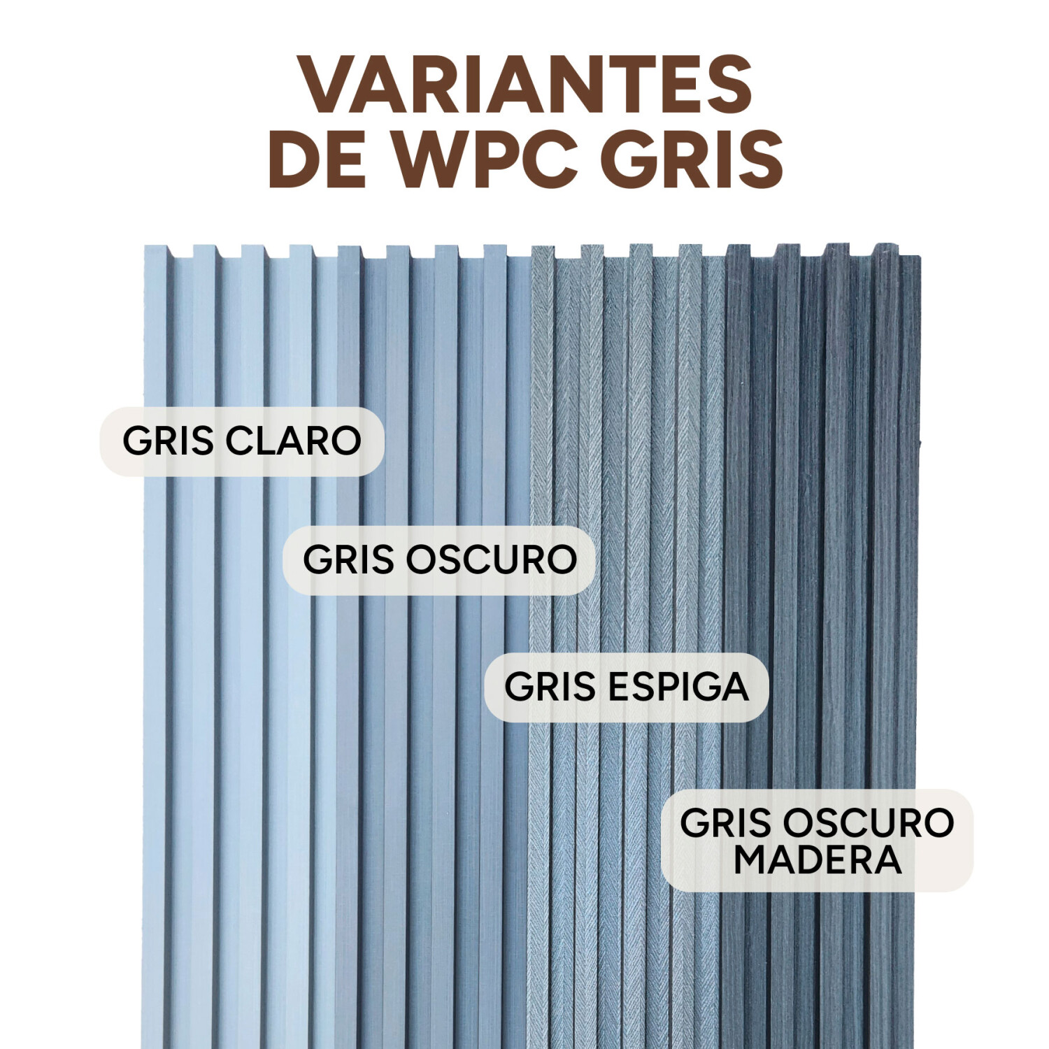 Pack x10 Wpc Simil Madera Wall Panel Lambrin 2.90x16.7 - Color Gris ...