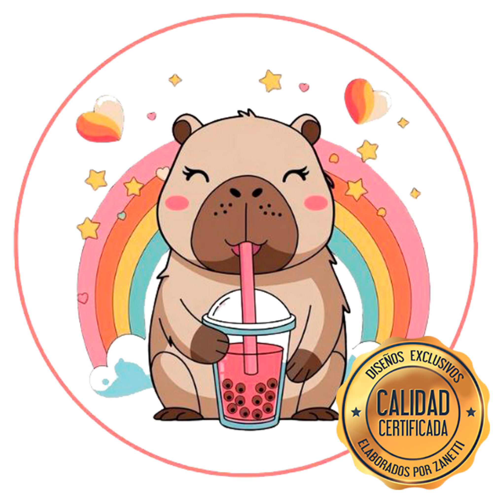 Lámina Capibara - Corazones y Estrellas Red. — Zanetti