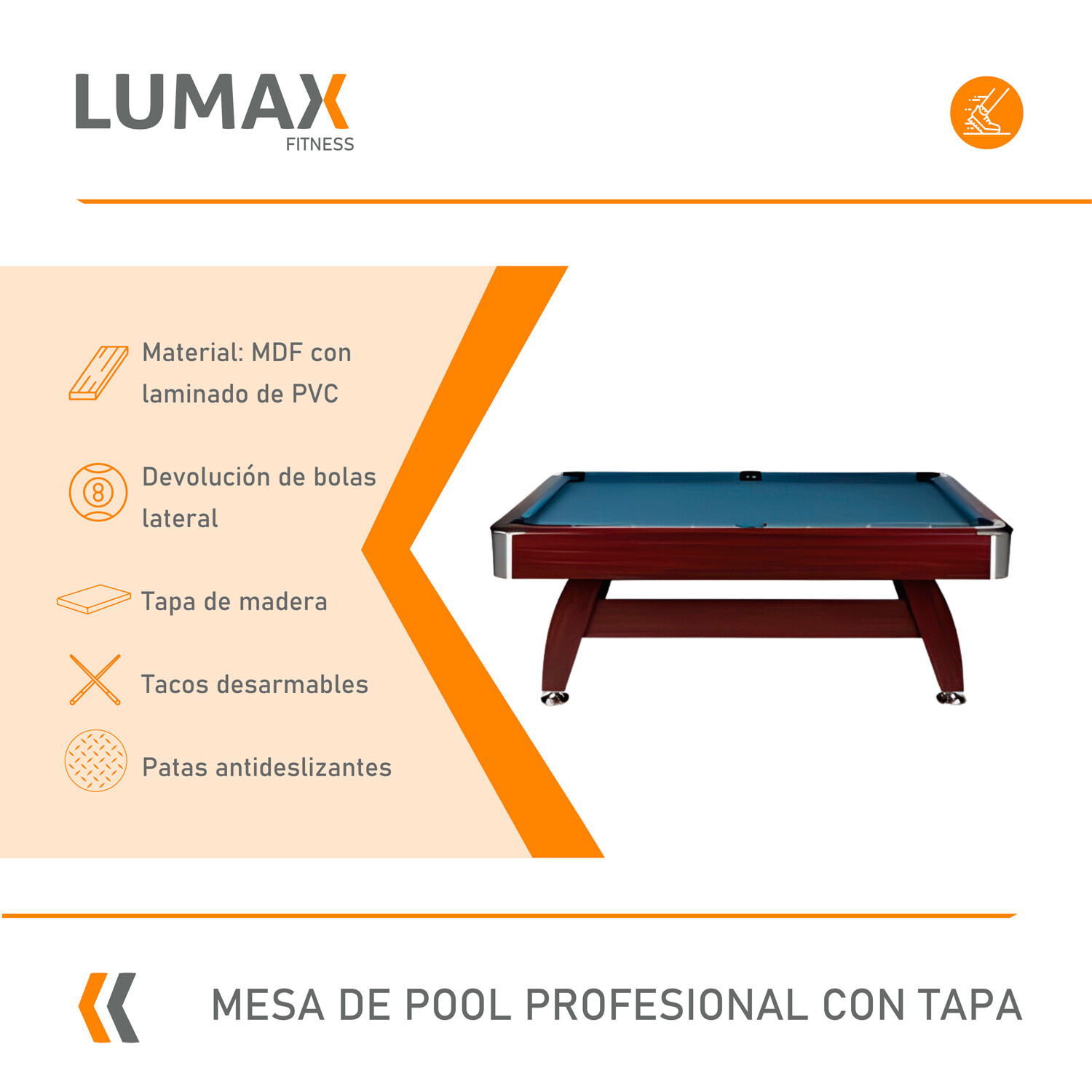Mesa de Pool con Tapa en Madera - Medidas Profesionales - Azul ...
