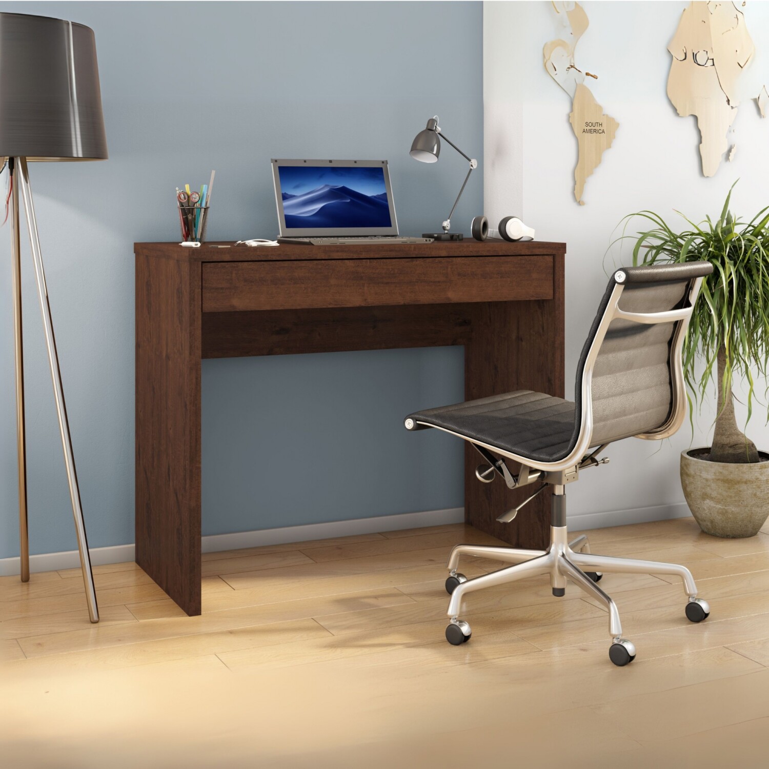 Escritorio Slim - 1 Cajon - Marron — Rustico Hogar