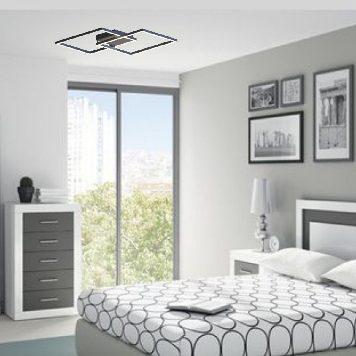 Plafon Spot Led doble marco dimerizable 30W - Negro — Iluminica Home