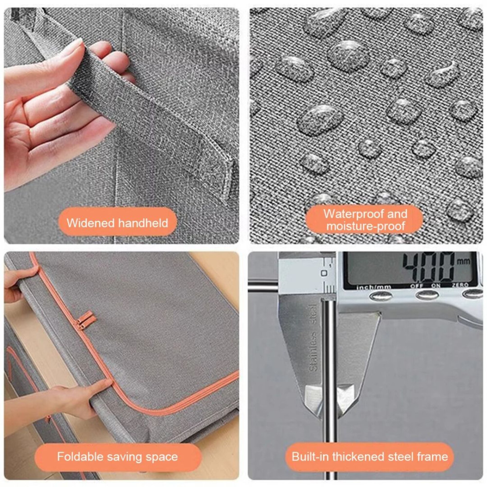 Caja Organizadora Plegable Con Estructura Metalica Color Crema Talle S ...