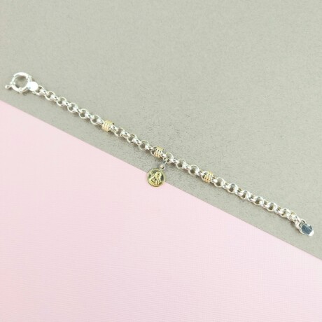 Pulsera religiosa en plata 925 con double de oro 18 ktes. Modelo Rolo ...