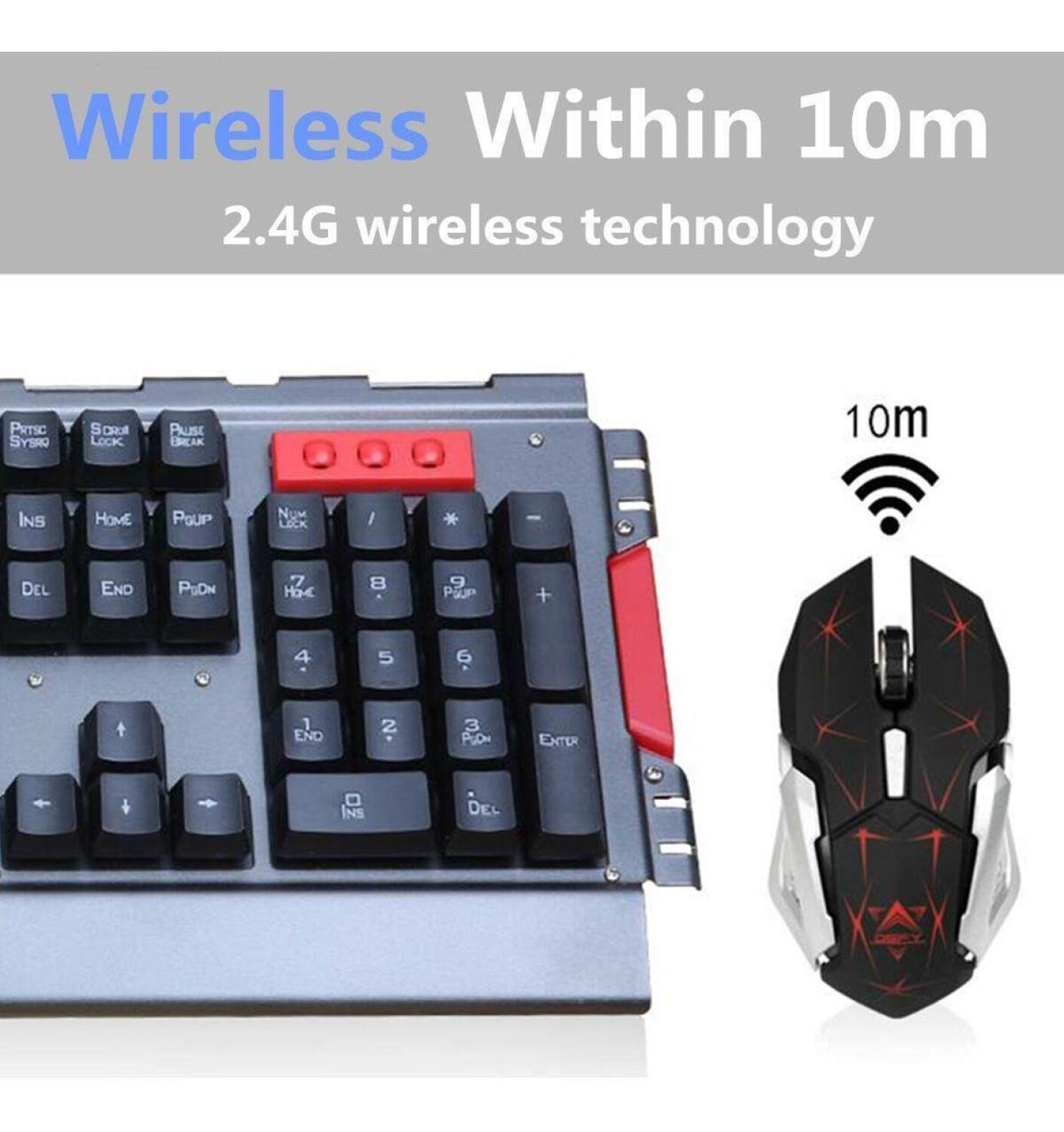 Combo Kit Teclado + Mouse Inalámbricos Gamer 2400 Dpi — Atrix