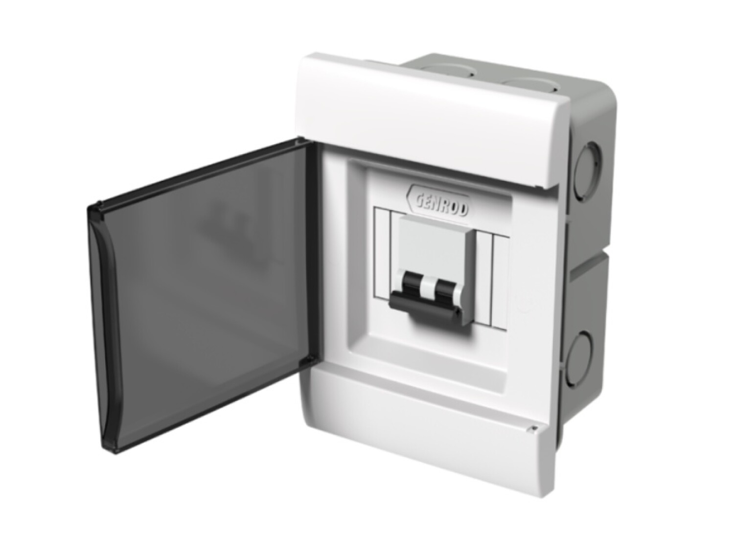 TABLERO EMB. PLAST. P/4 TM DIN PUERTA FUME GENROD — Luminotecnia