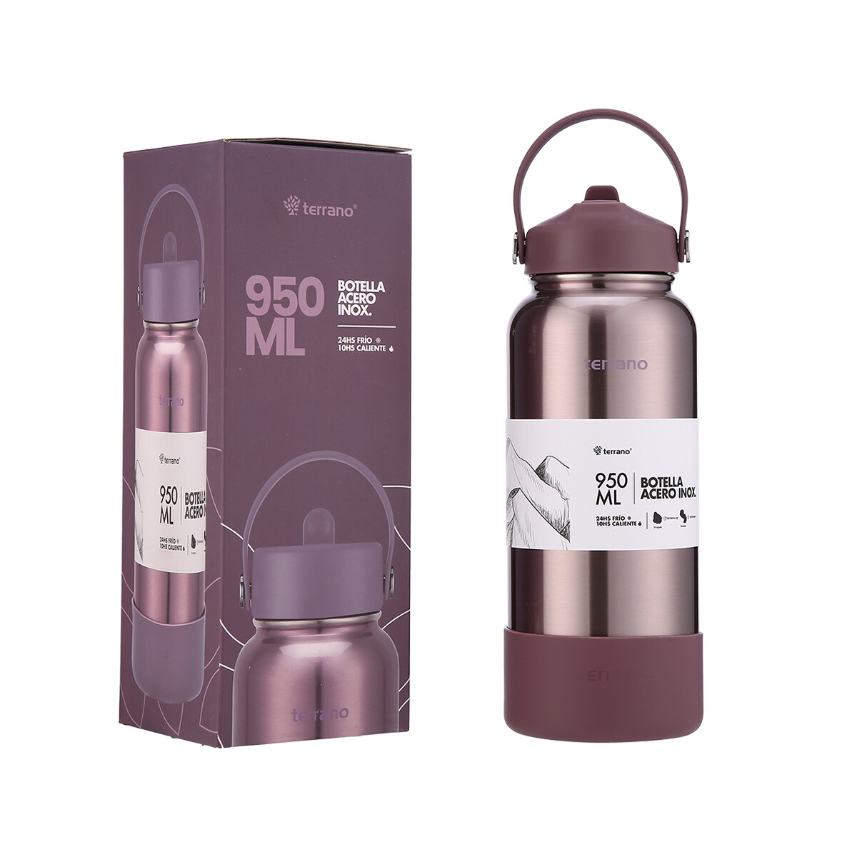 Botella Térmica con Pico 950mL. - Lila Metalizado — Terrano