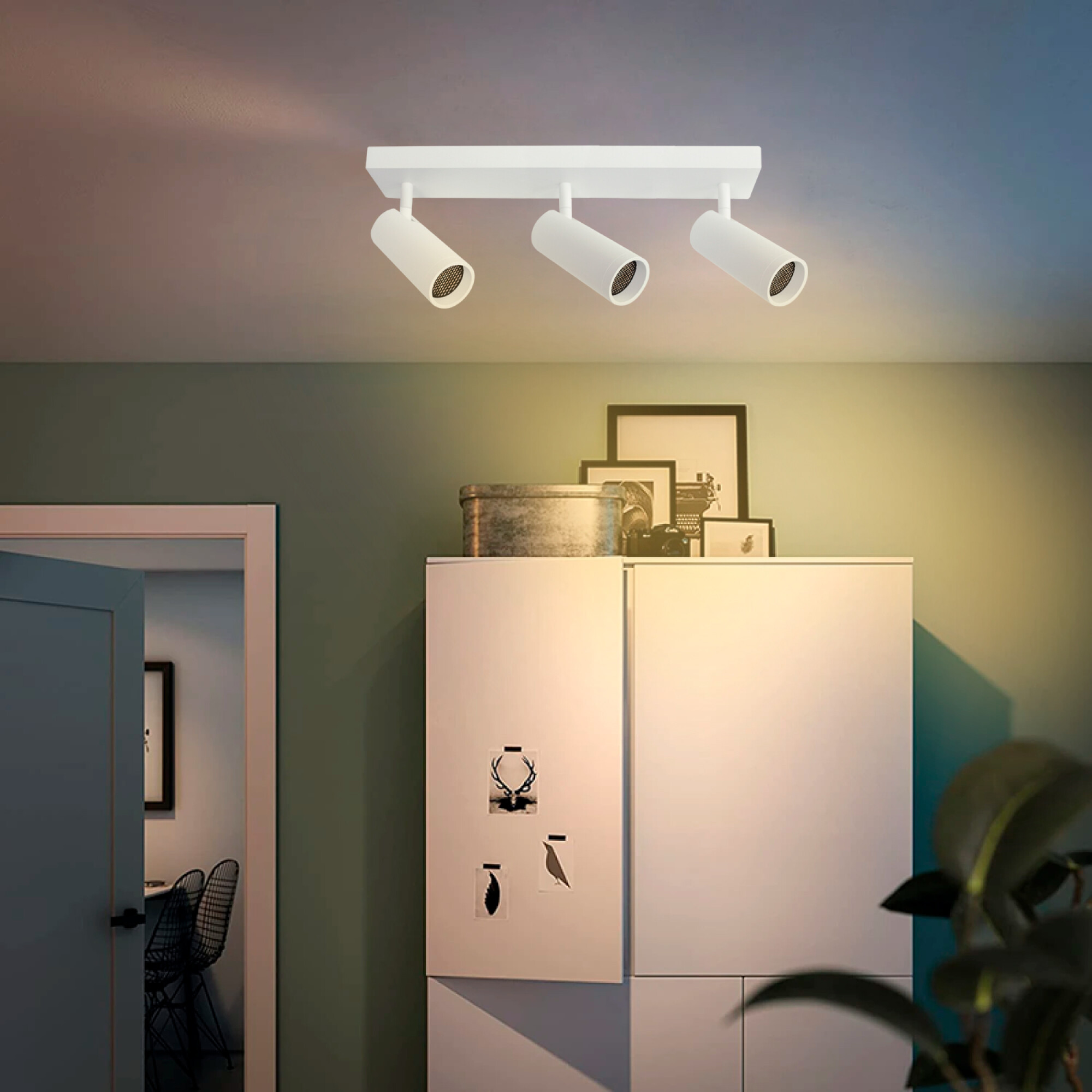 Luminaria de Adosar Long Leticia Triple Orientable Blanca — Serlux