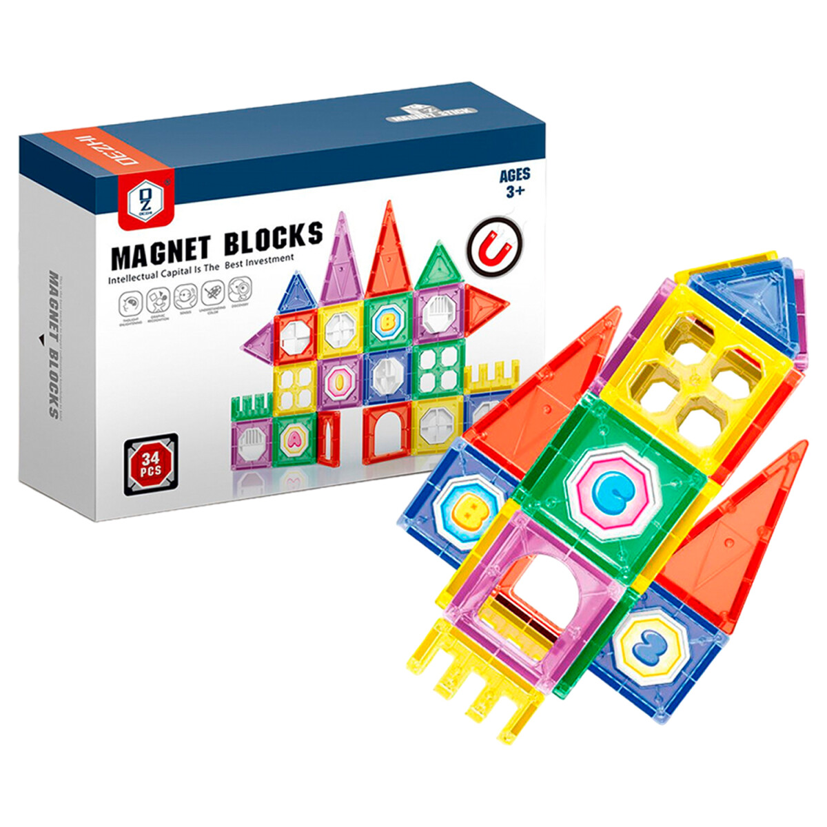 Set para Armar Bloques Magnéticos con 34 Piezas — Electroventas
