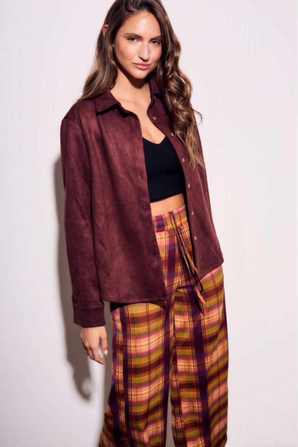 Camisa Gamuza Cuero Vegano - Bordeaux — Tienda Soy Santander