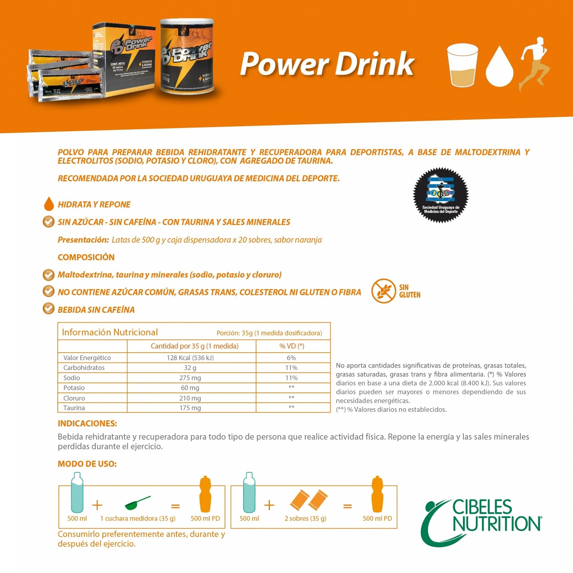 Power Drink 500g Cibeles Nutrition- Naranja — Wikimúsculos