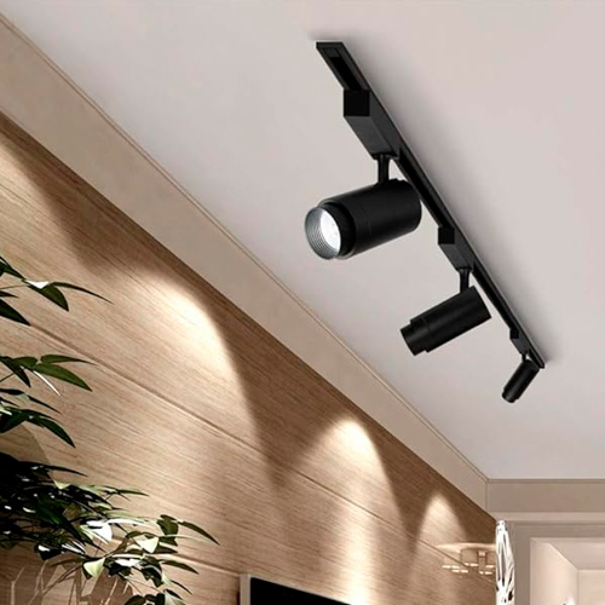 Track Light LED Zoom Negro Dimerizable 20W Luz Cálida — Serlux