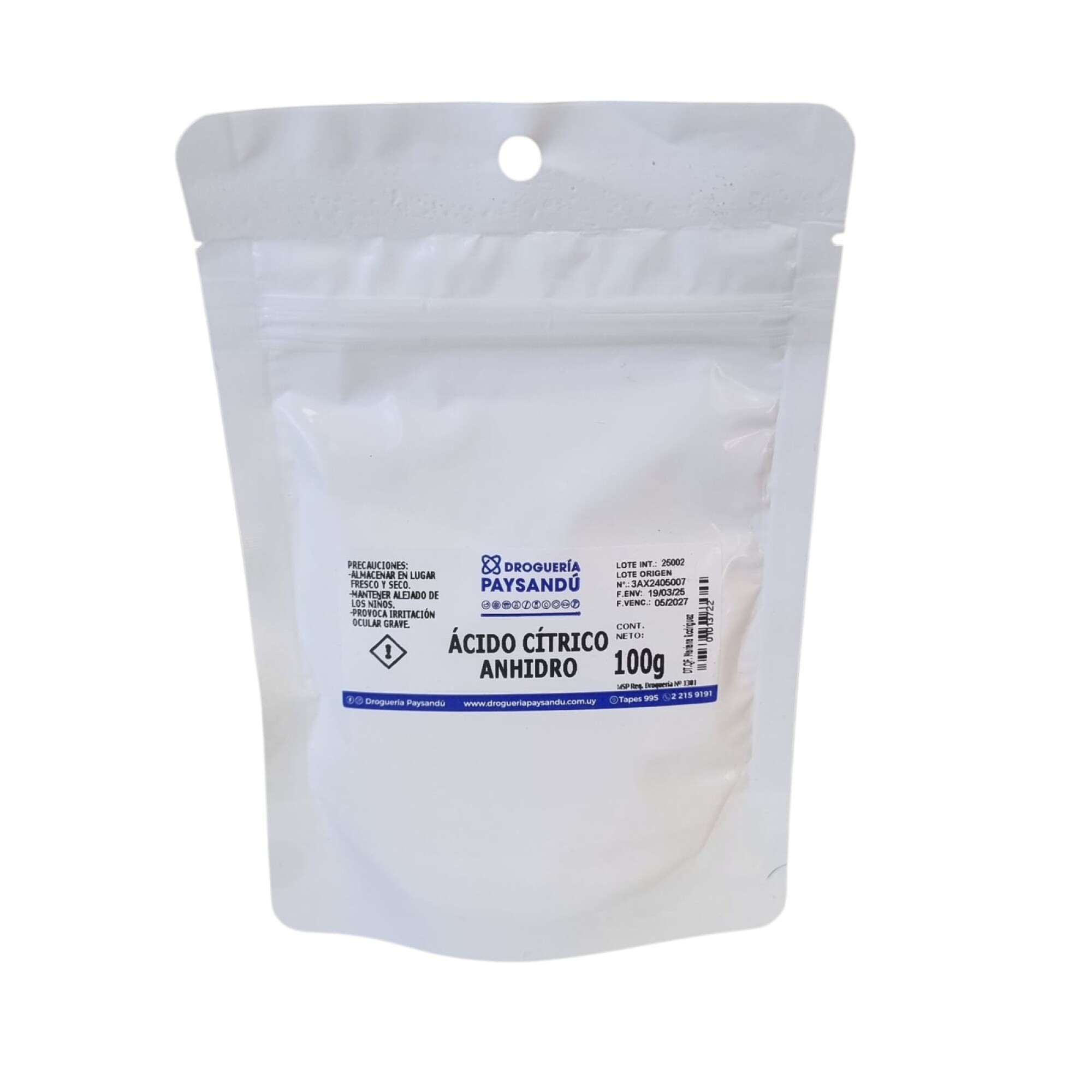 Ácido Cítrico Anhidro - 100 g — Droguería Paysandú