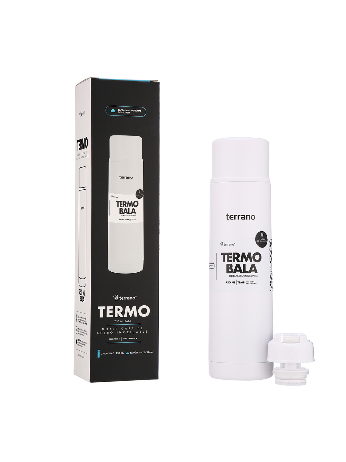 Termo Bala 750ML. - Blanco — Terrano