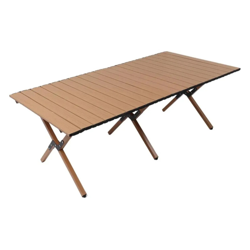 Mesa Portátil Plegable Exterior Camping Acero Símil Madera - Beige ...