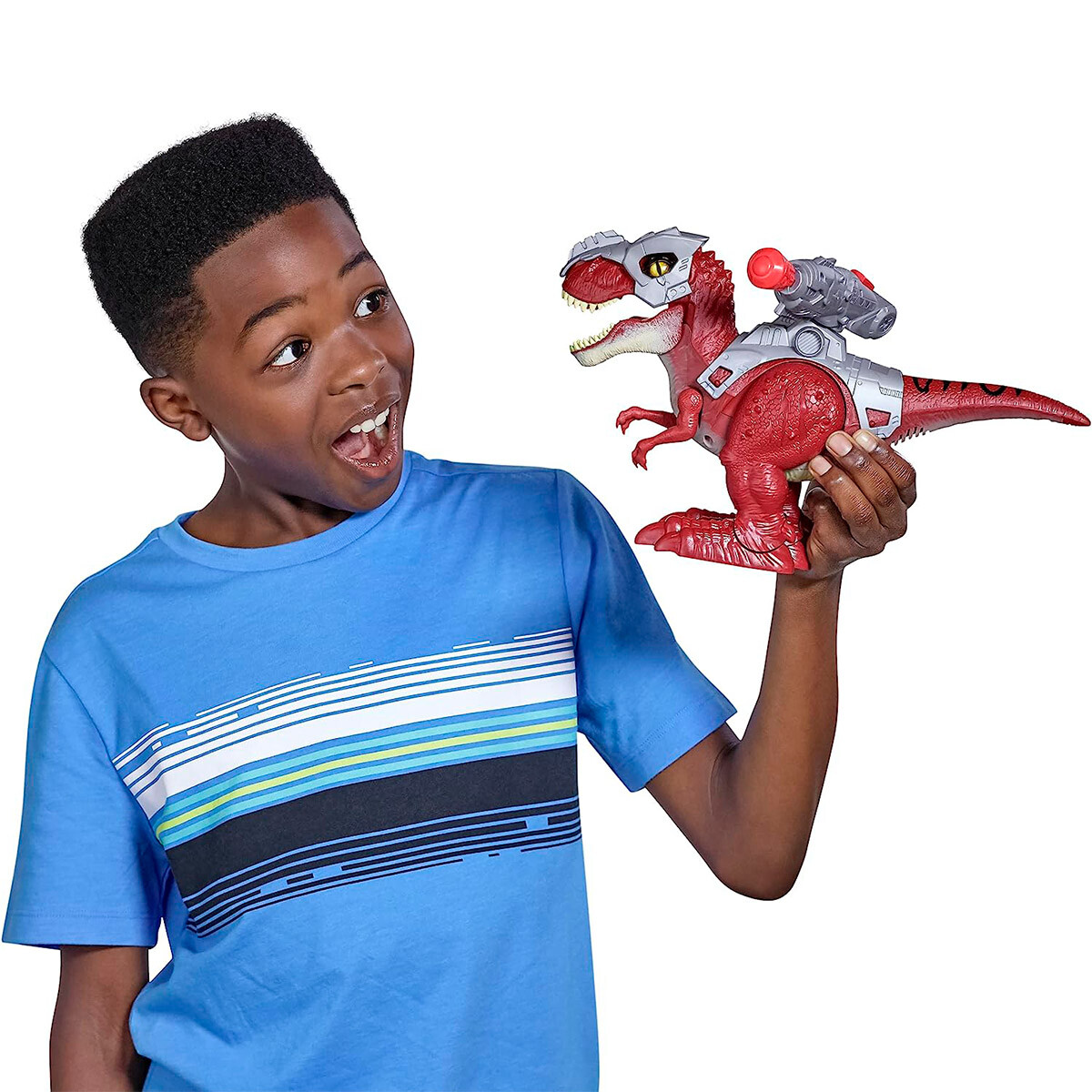 Figura Dinosaurio T- Rex Con Armadura Luz Y Sonido — El Rey del ...