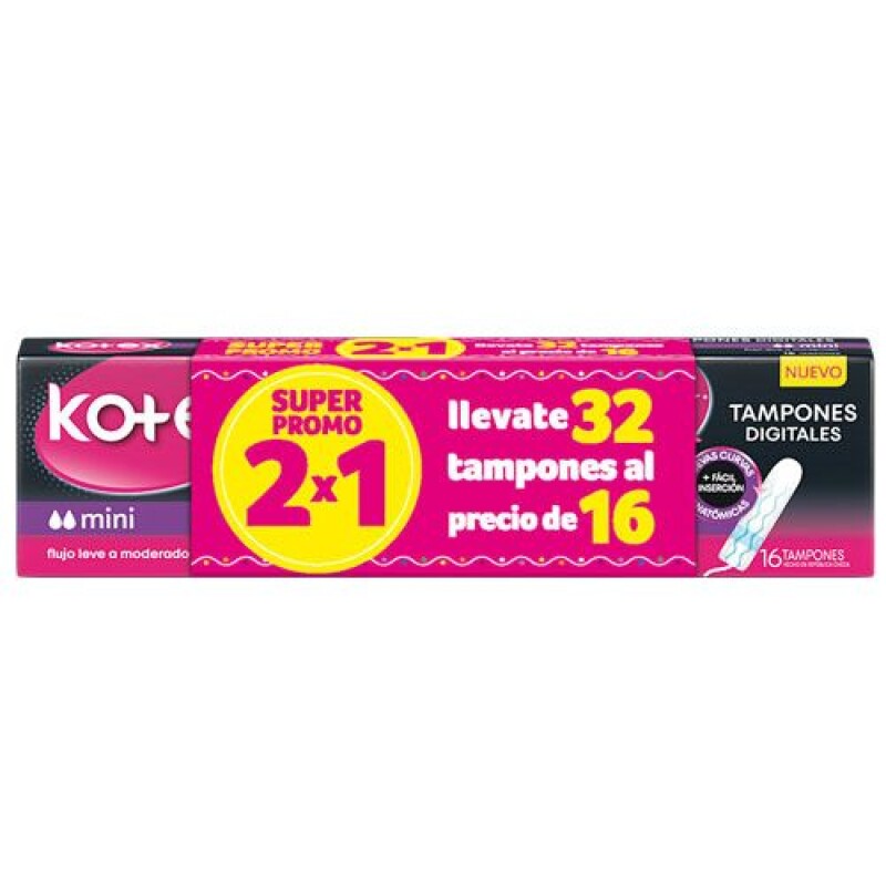 KOTEX TAMPONES MINI 16 UNID 2X1 — Farmacia Parque Miramar