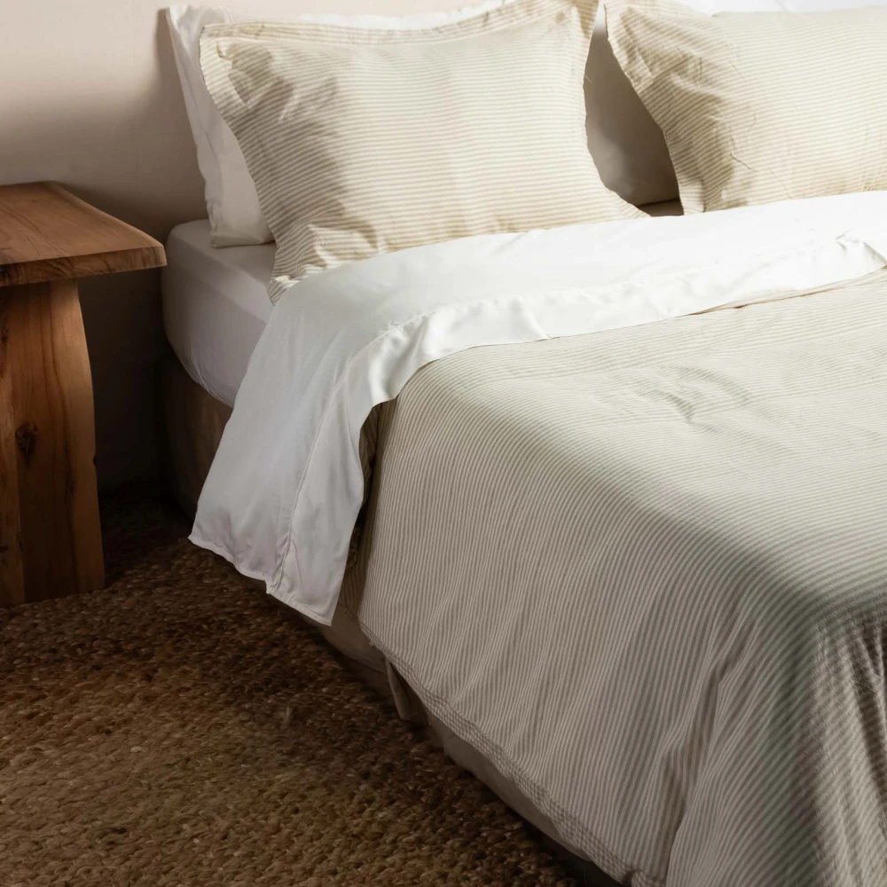 Set Funda Nórdica King Lino-y-algodon Natural-beige Checks Arena — Divino