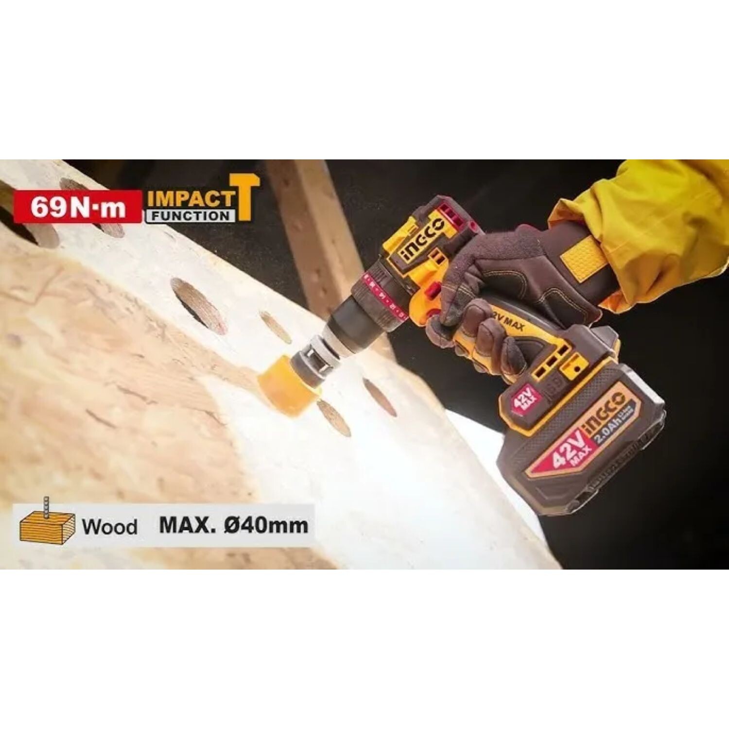 Kit Ingco de Taladro 42 V c/ Batería - Uso industrial — Electroventas