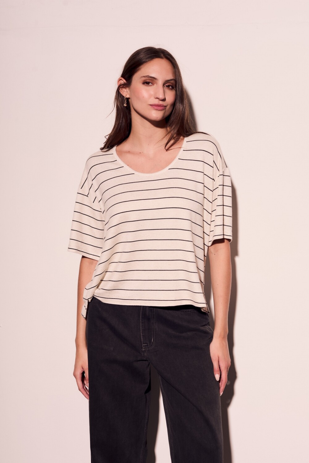 Remera Rayas Lino - Arena — Lemon