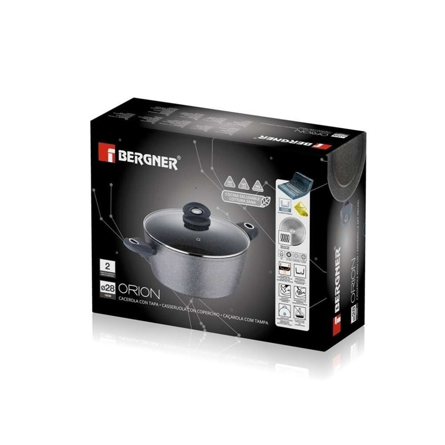 Cacerola C/Tapa 28X13Cm 67L - Alum Forjado Orion — Tienda Soy Santander