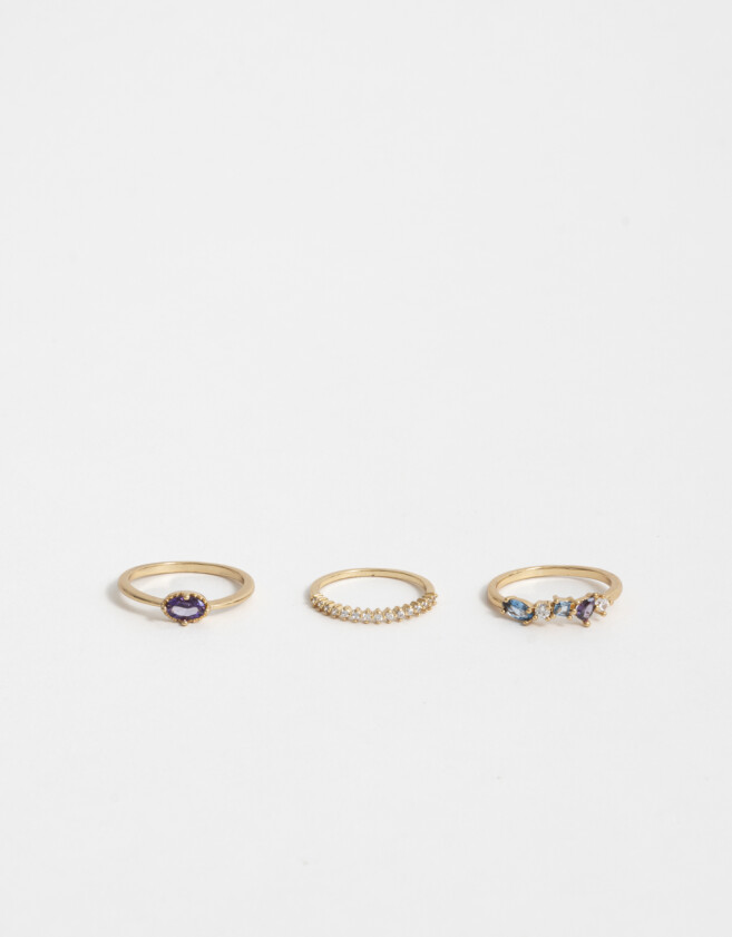 Set De Anillos Oro Zirconia — Todomoda