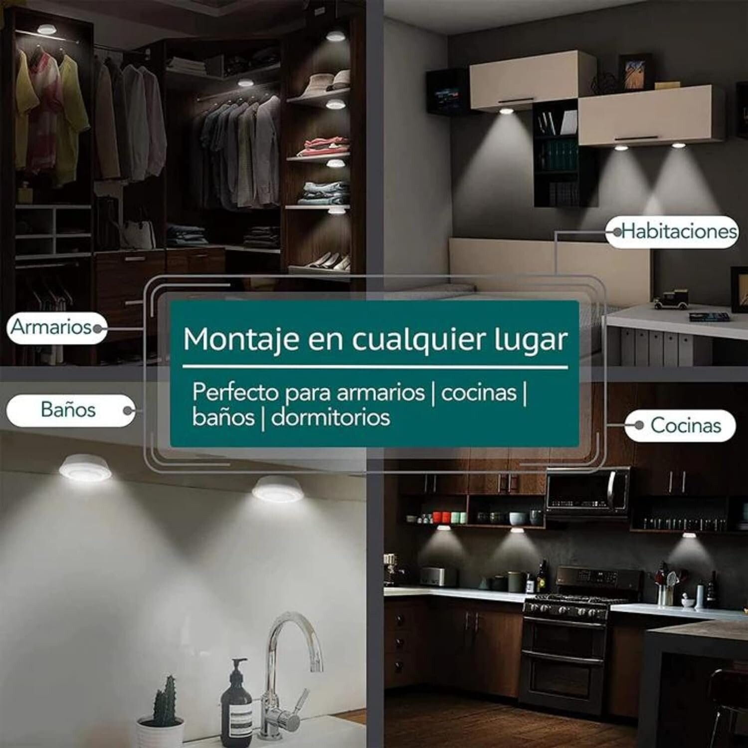 Set 3 Lampara Led Inalámbrica Adhesivas Pilas Control Remoto — Atrix