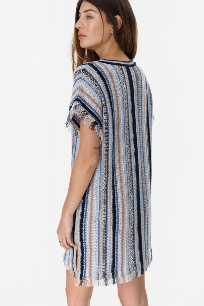 Poncho Hassan - Celeste/Beige — PetraStore