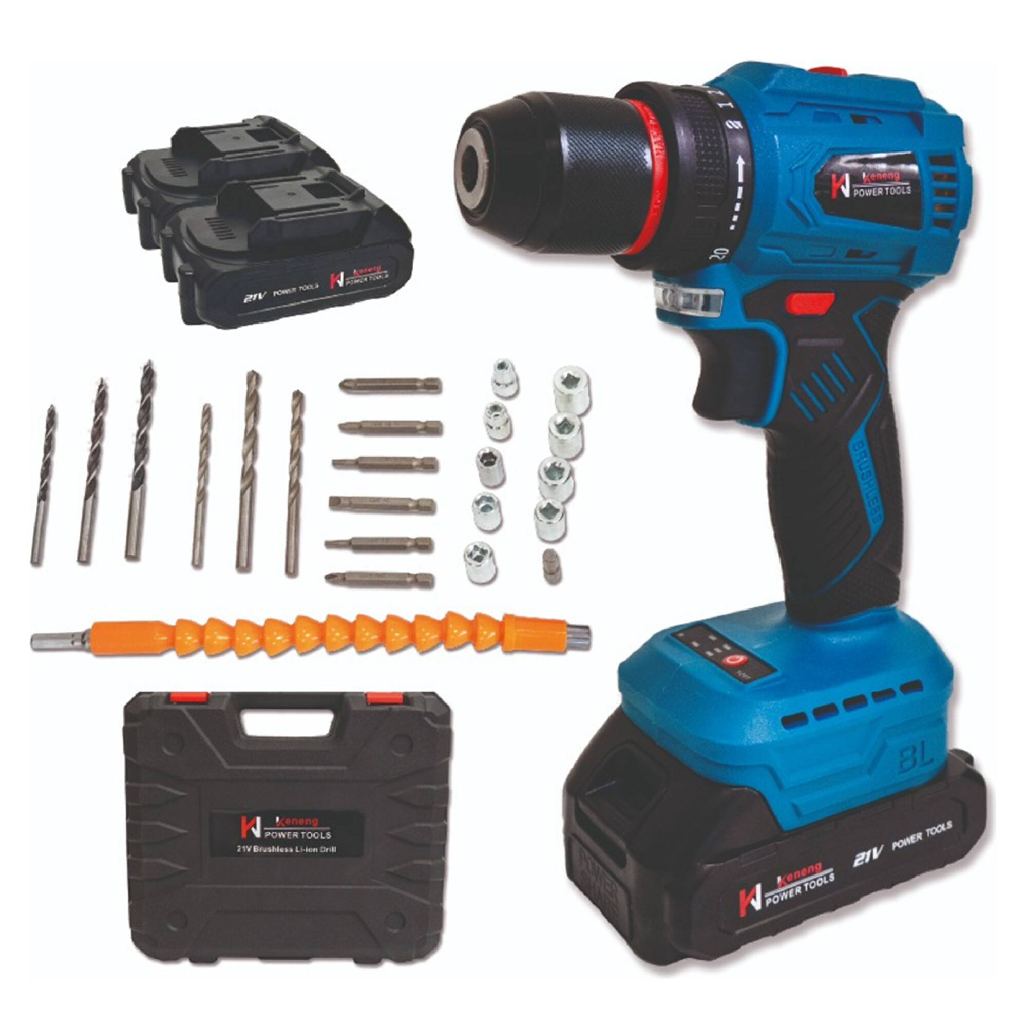 Taladro Atornillador Con Set De Herramientas 2 Baterias 21v — La Tentación