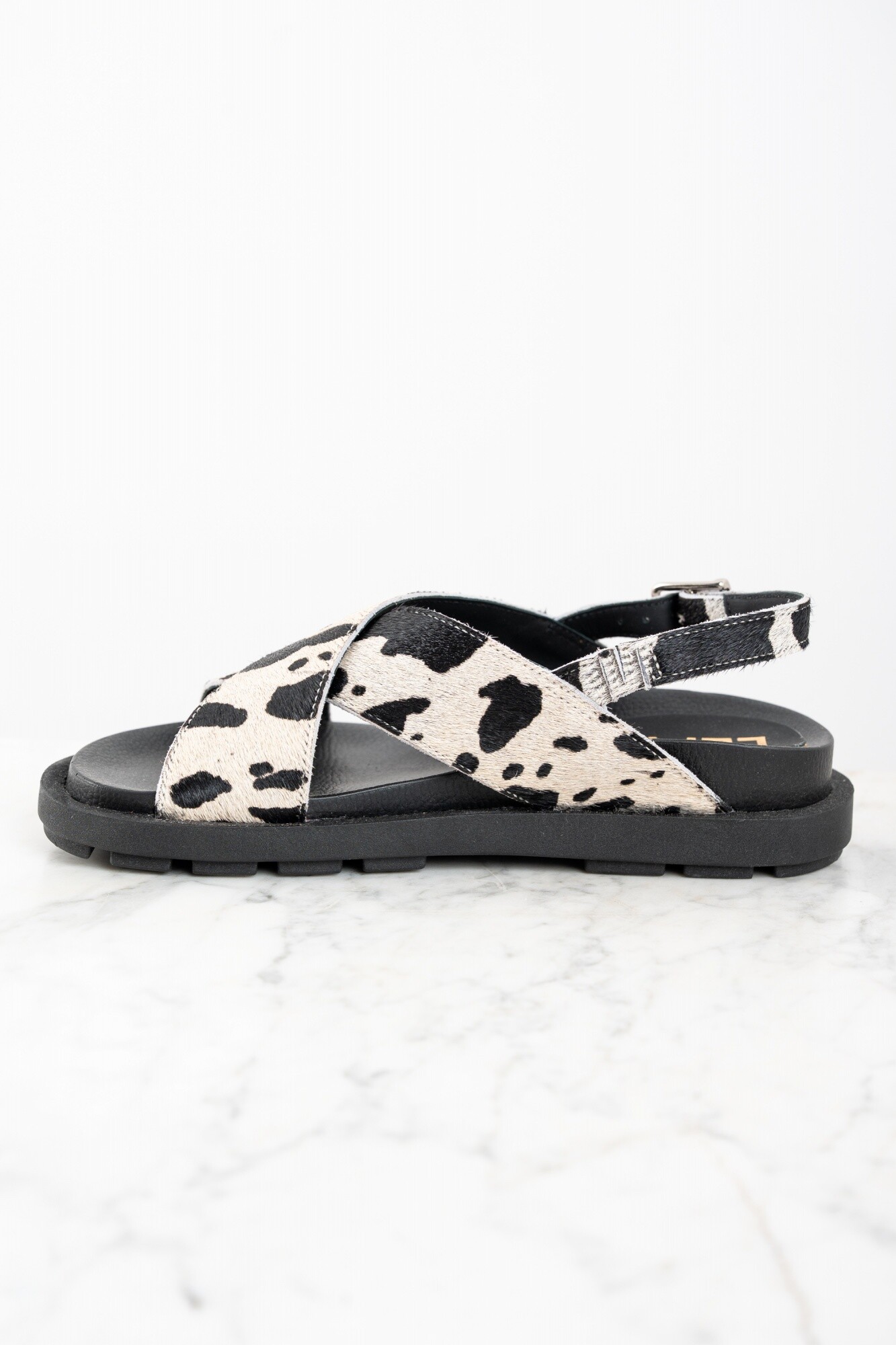 Sandalia Animal Print Pelo Vaca - Negro — Lemon