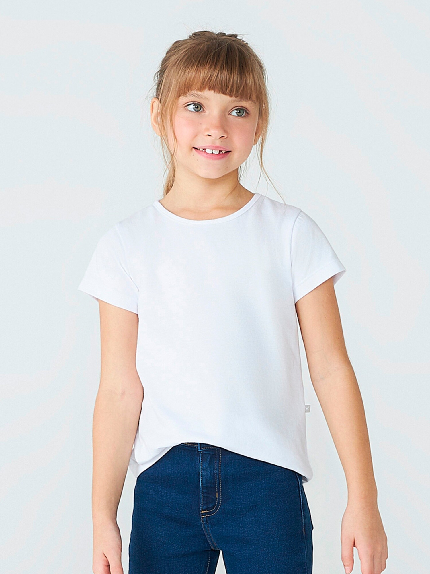 CAMISETA BÁSICA DE NIÑA REGULAR - BLANCO — Hering