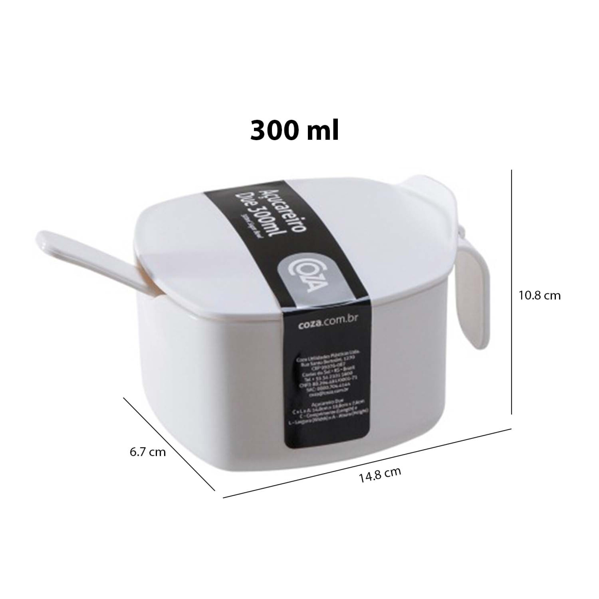 Azucarero Doble 300 Ml Tapa y Cuchara Especias Queso Rallado - Blanco — HTS