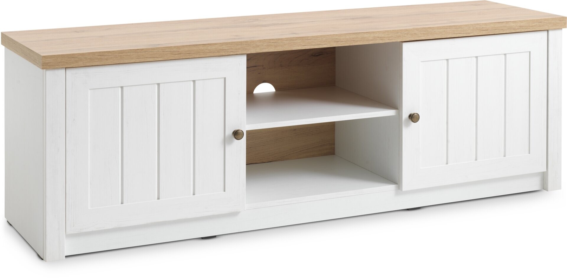 Mueble TV MARKSKEL blanco/roble — JYSK