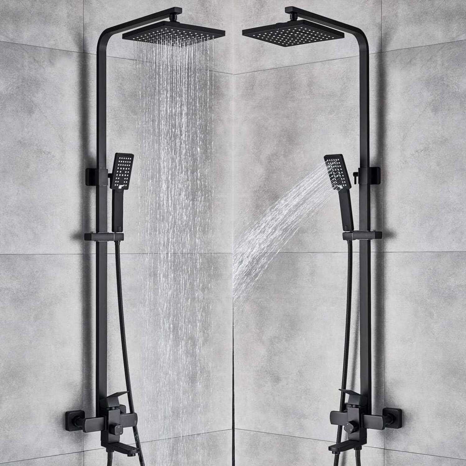Barral Ducha Negro Mate Con Monocomando Bañera Duchero — Atrix