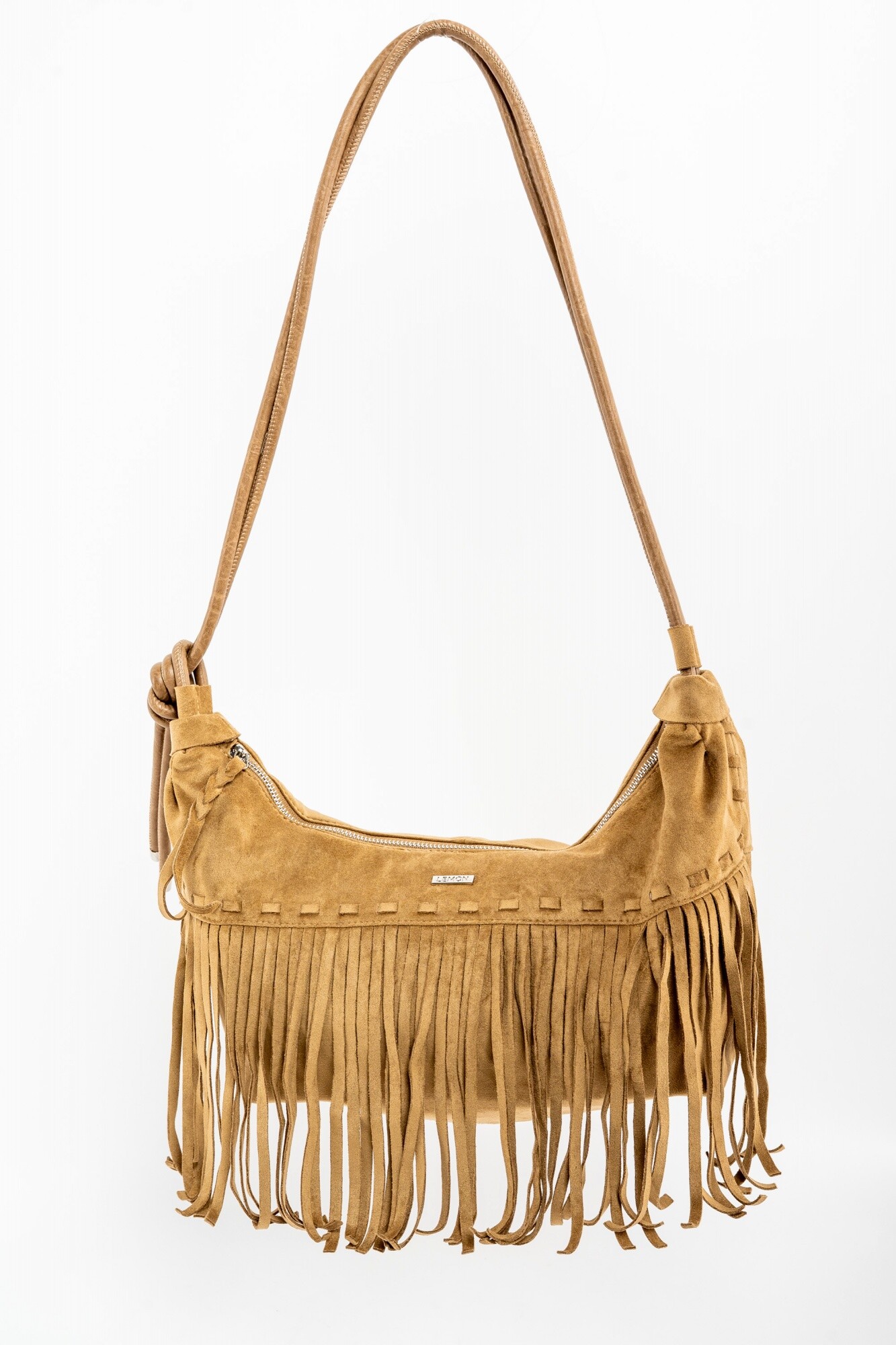 Cartera Flecos Gamuza Vegana - Camel — Lemon