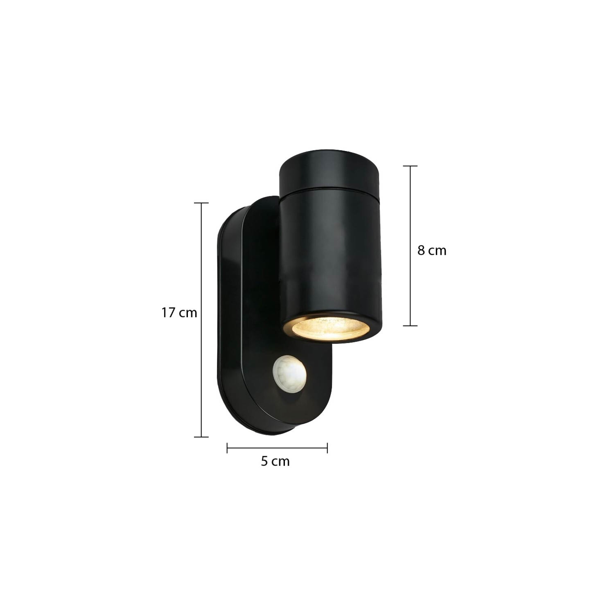 Luminaria Unidireccional Hermes con Sensor de Movimiento Negra — Serlux