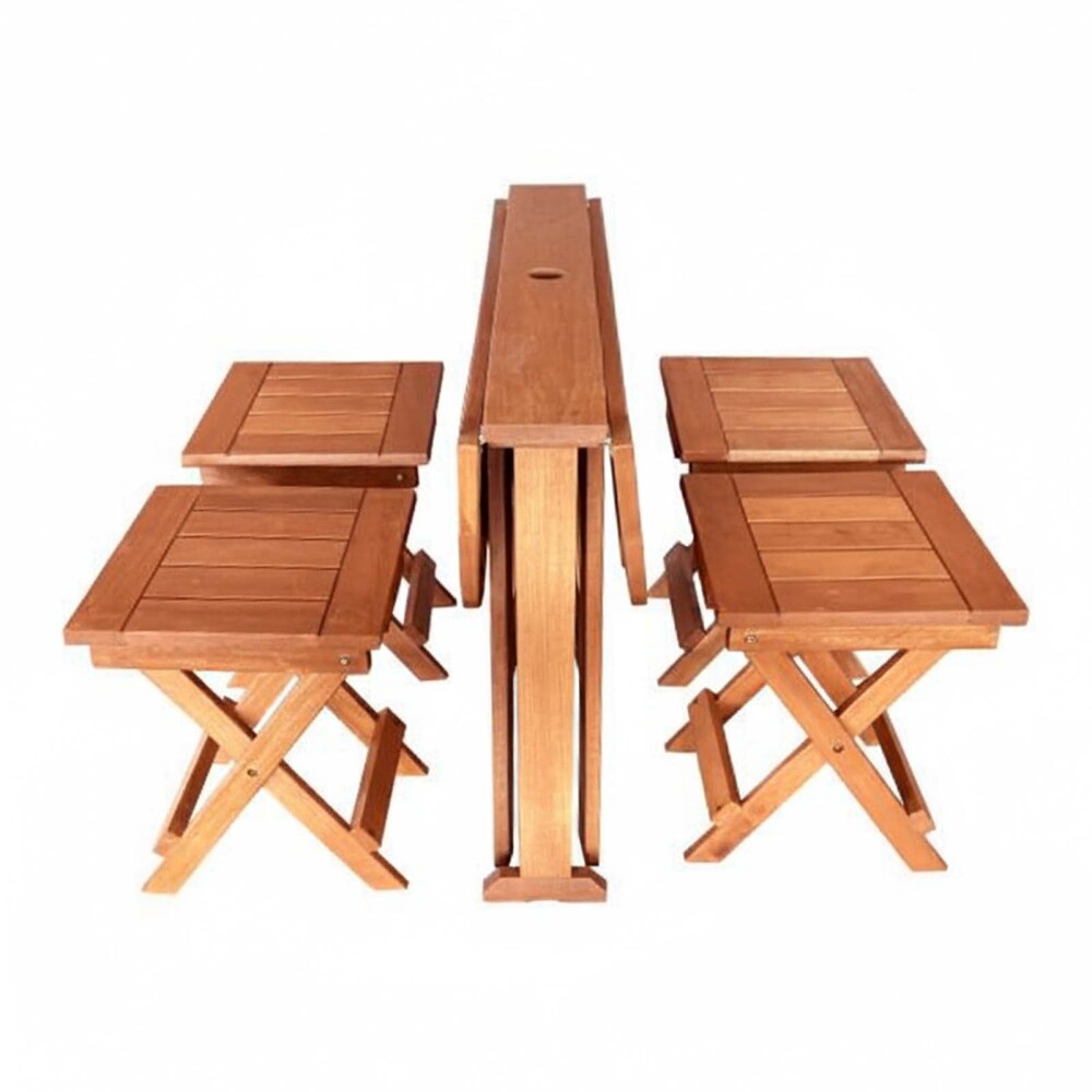 Set De Comedor Exterior Madera-meranti Natural-beige Kona — Divino