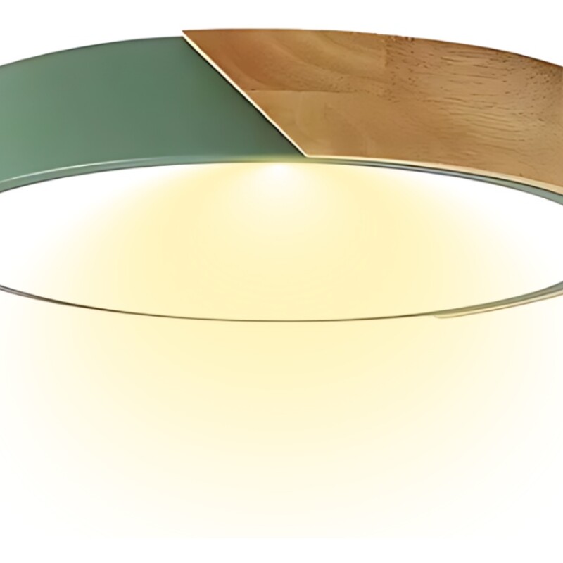 Luminaria Plafon Led Diám 30cm Metal Y Madera Luz cálida - Verde ...