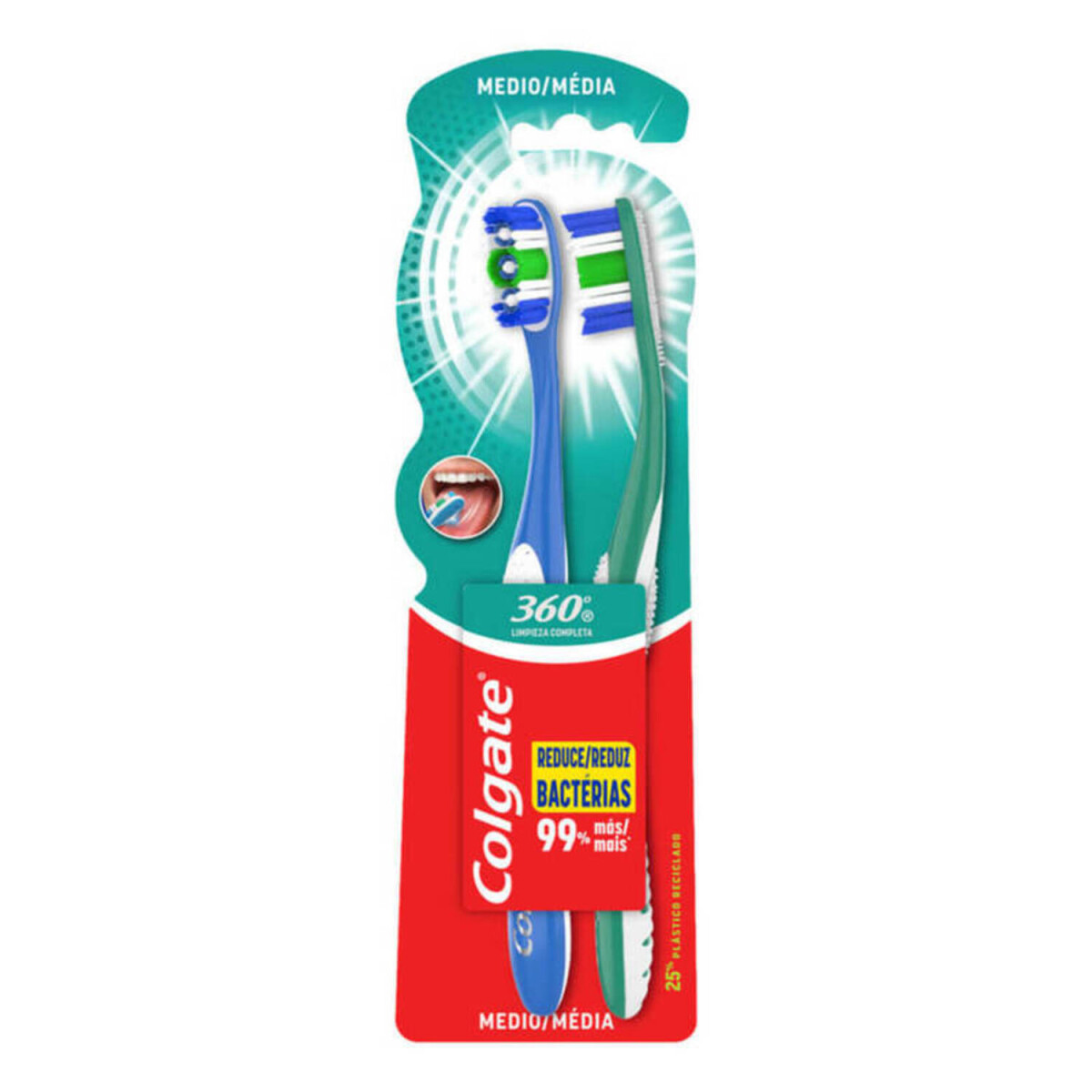 Cepillo Dental Colgate 360° Medio 2x1 — Farmacia El túnel