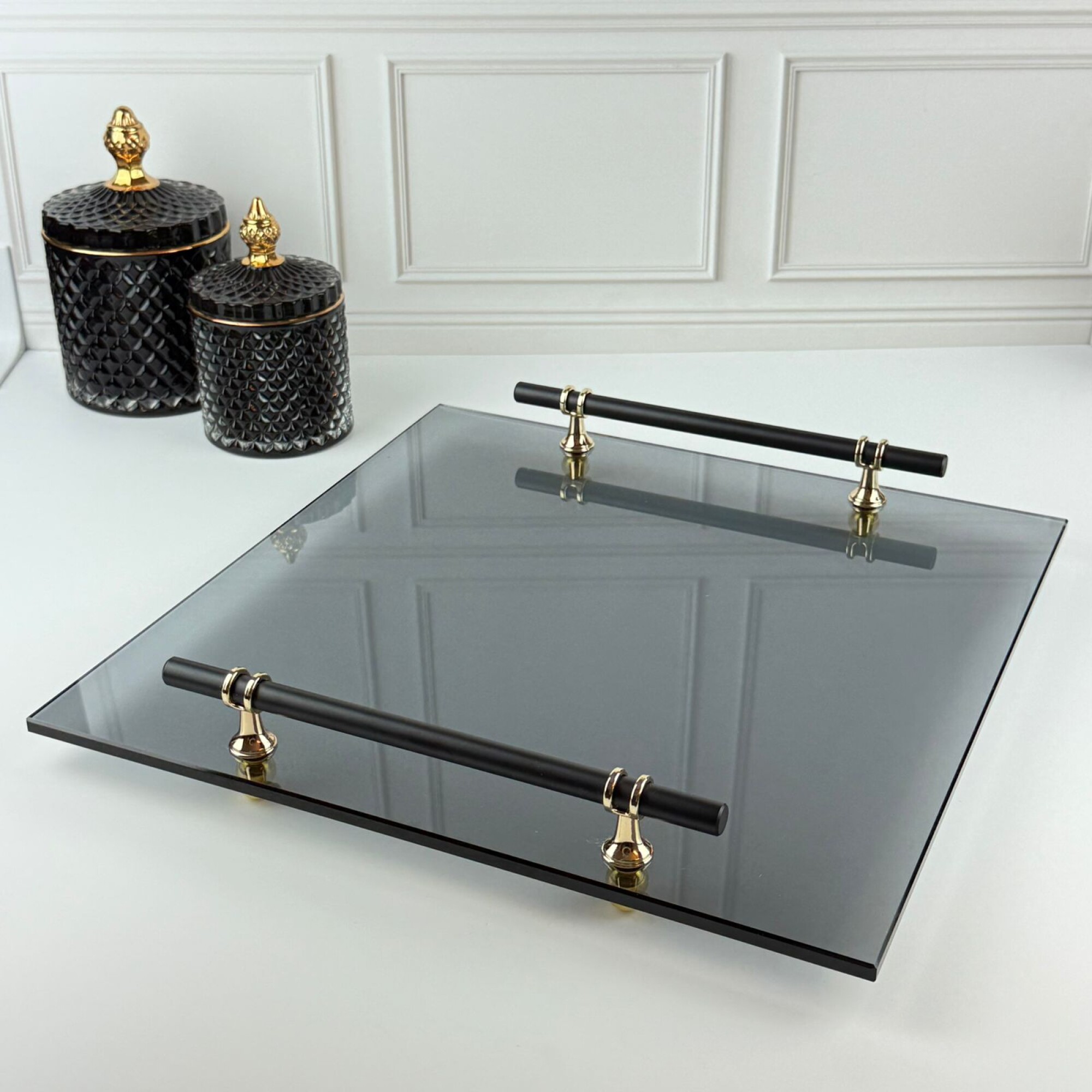 Bandeja Vidrio Cuadrada Decorativa 35cm x 35cm — El Capitán